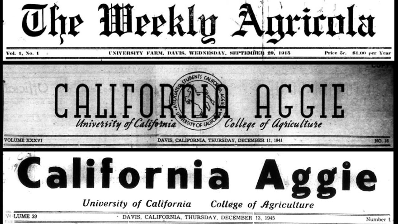 Library Exhibitions: ‘Aggie’ Front Pages and Vine to Wine | UC Davis